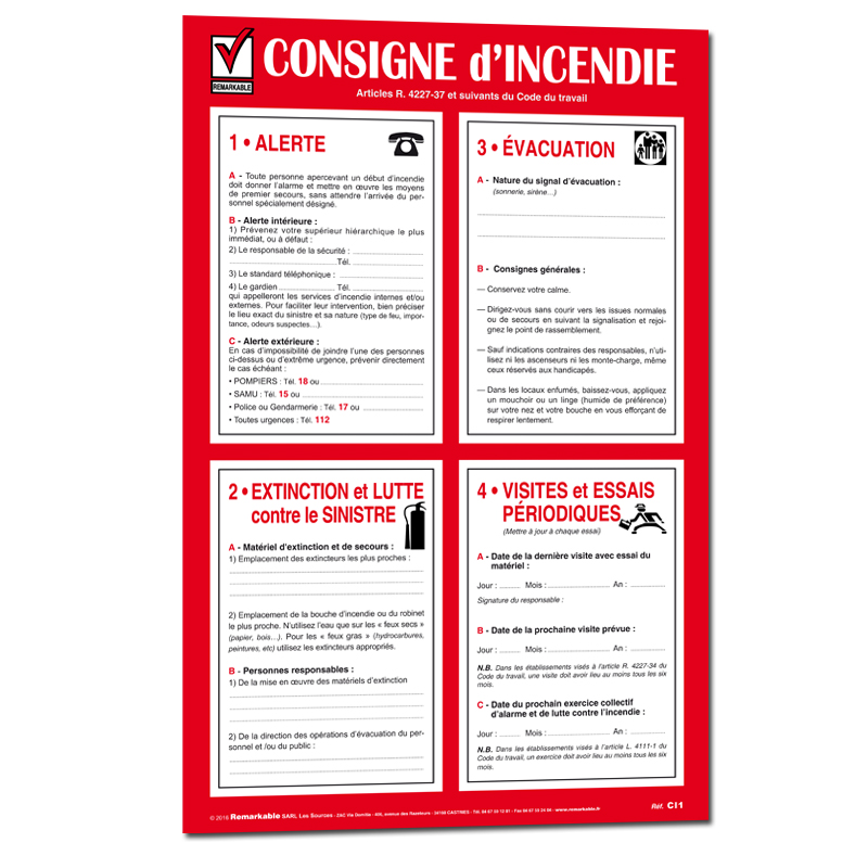 Affichage obligatoire consigne incendie
