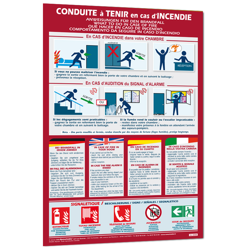 Affichage obligatoire consigne incendie hôtels