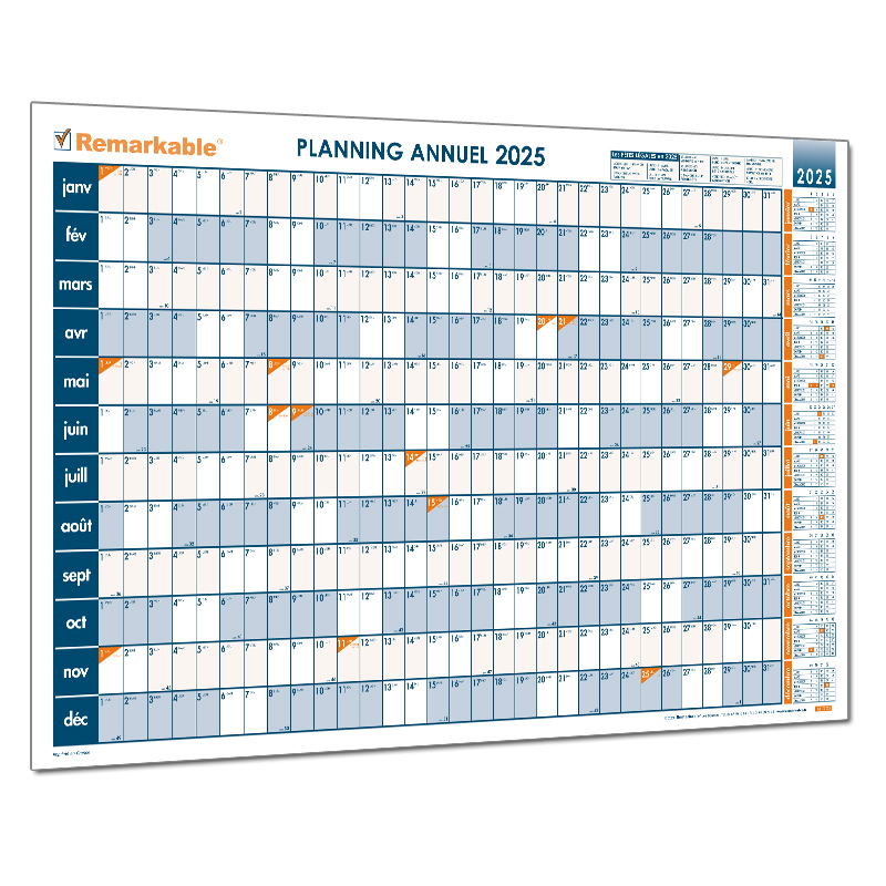 Calendrier annuel géant 2025 - Calendrier d'organisation par trimestr