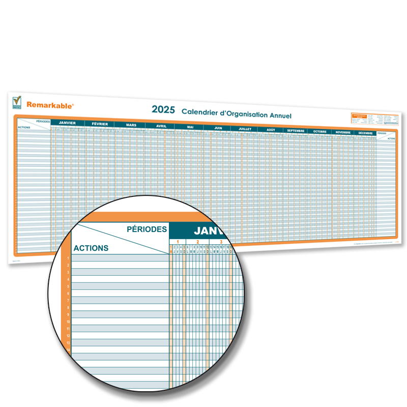 Planning annuel géant 2025 - Planning d'organisation mensuel