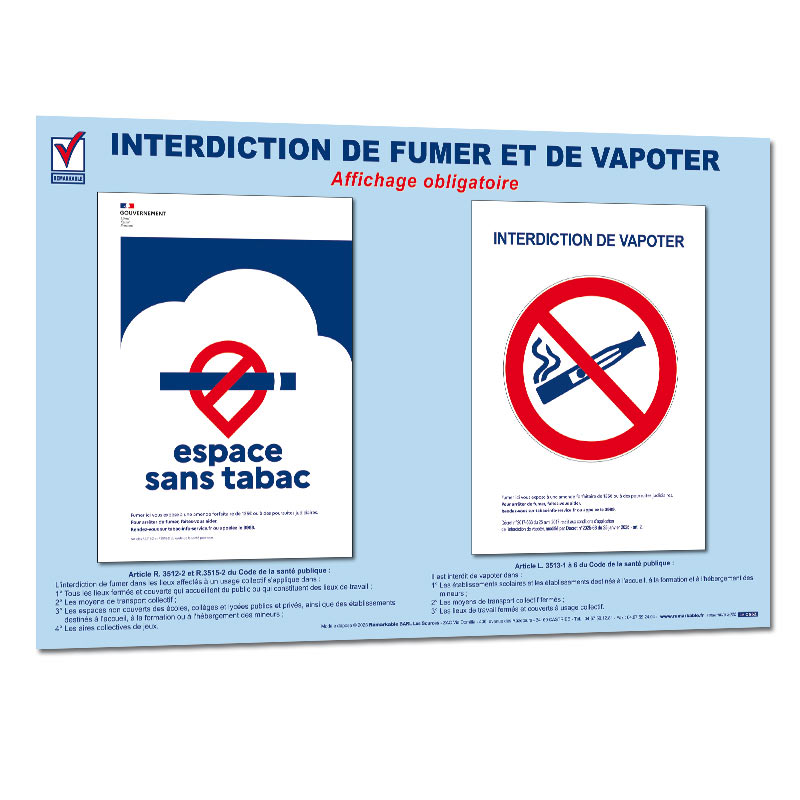 Interdiction de fumer et de vapoter - Panneau d’affichage
